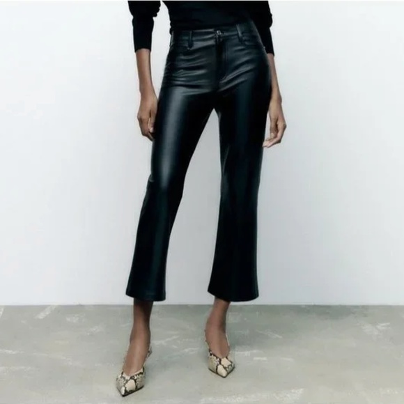 Pants & Jumpsuits | Zara Kick Flare Vegan Leather Pants | Poshmark